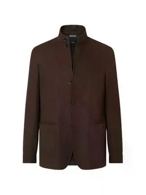 Zegna Il Conte Oasi Lino Buttoned Jacket - Brown