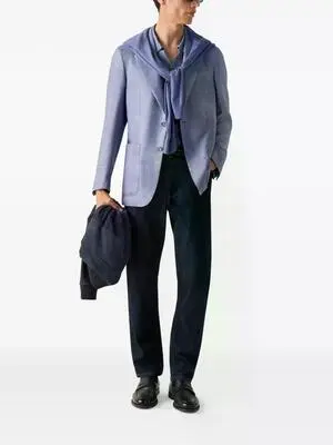 Zegna Button Cashmere Jacket - Blue