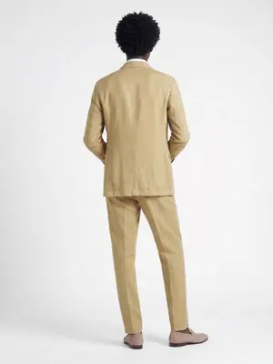 Boglioli Double-breasted Suit In Cotton And Linen - Beige