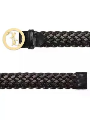 BILLIONAIRE Braided Leather Belt With Logo Buckle