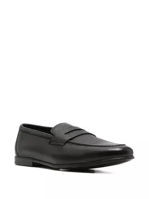 Canali Leather Penny Loafers - Black