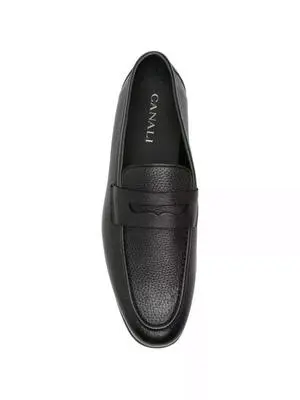 Canali Leather Penny Loafers - Black