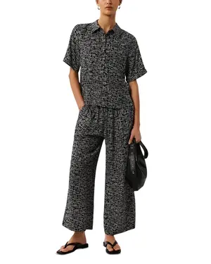 Whistles Woven Grid Crop Trousers - Black/multi