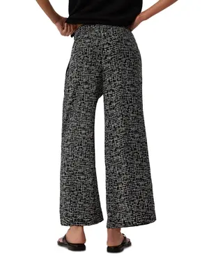 Whistles Woven Grid Crop Trousers - Black/multi