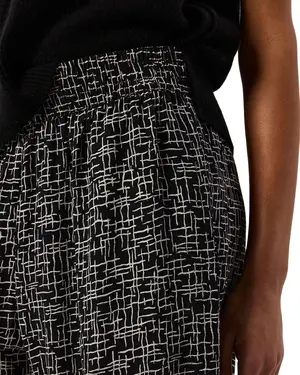 Whistles Woven Grid Crop Trousers - Black/multi