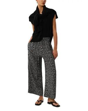 Whistles Woven Grid Crop Trousers - Black/multi