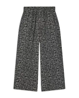Whistles Woven Grid Crop Trousers - Black/multi