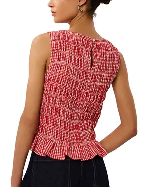 Whistles Shirred Gingham Top