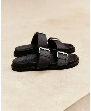 Whistles Leather Double Buckle Slides