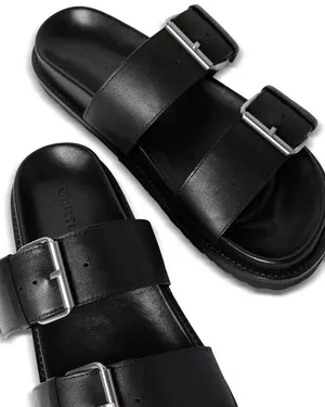 Whistles Leather Double Buckle Slides