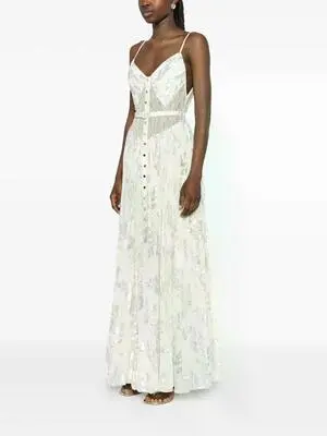 SELF-PORTRAIT Metallic Floral-pattern Maxi Dress