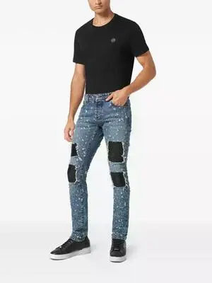 Philipp Plein Distressed Slim-fit Jeans - Blue