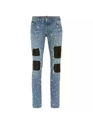 Philipp Plein Distressed Slim-fit Jeans - Blue