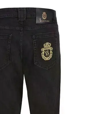 BILLIONAIRE Embroidered Slim Jeans - Black