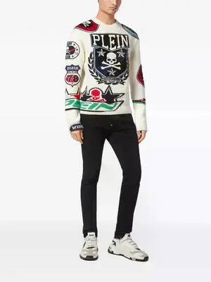 Philipp Plein Patches Round-neck Sweater - Neutrals