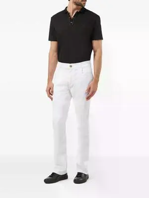 BILLIONAIRE Logo-embroidered Straight-leg Jeans - White