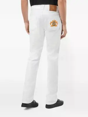 BILLIONAIRE Logo-embroidered Straight-leg Jeans - White