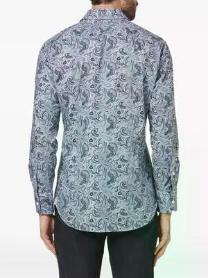 BILLIONAIRE Silver Cut/milano Original Paisley Shirt - Blue