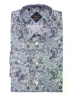 BILLIONAIRE Silver Cut/milano Original Paisley Shirt - Blue