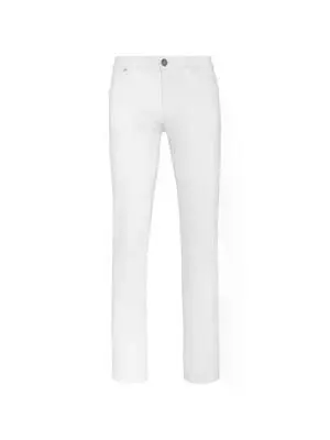 BILLIONAIRE Embroidered Straight-leg Jeans - White