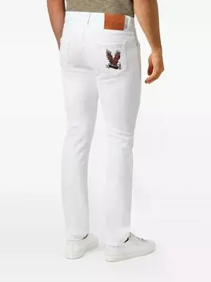 BILLIONAIRE Embroidered Straight-leg Jeans - White