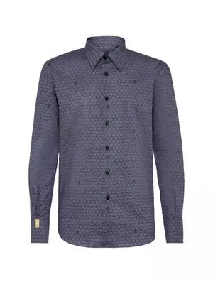 BILLIONAIRE Lion-print Button-up Shirt - Blue