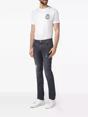 BILLIONAIRE Washed Badge Jeans - Grey