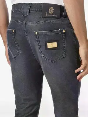 BILLIONAIRE Washed Badge Jeans - Grey