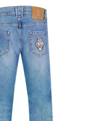 BILLIONAIRE Embroidered Slim Jeans - Blue