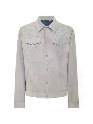 BILLIONAIRE Buttoned Leather Jacket - Grey