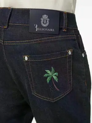 BILLIONAIRE Regular Fit Jeans With Palm Embroidery