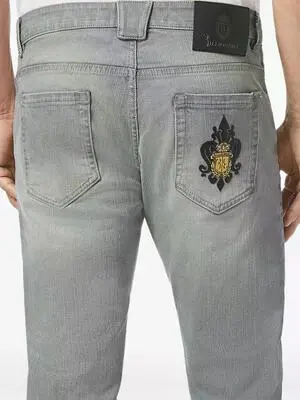 BILLIONAIRE Embroidered Five-pocket Trousers - Grey