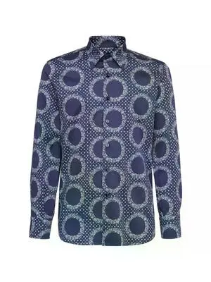 BILLIONAIRE Paisley Poplin Shirt - Blue