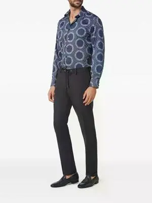 BILLIONAIRE Paisley Poplin Shirt - Blue