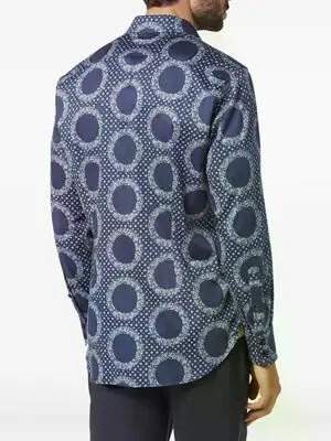 BILLIONAIRE Paisley Poplin Shirt - Blue