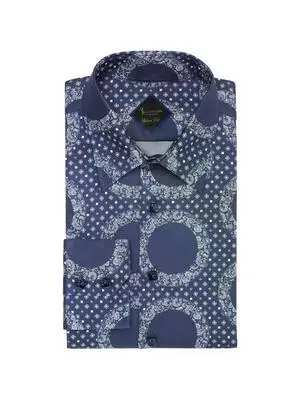 BILLIONAIRE Paisley Poplin Shirt - Blue