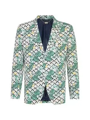 BILLIONAIRE Palm Geometric-pattern Blazer - Green