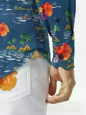 BILLIONAIRE Floral-print Shirt - Blue