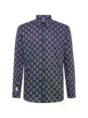 BILLIONAIRE Lion Rampant Print Shirt - Blue