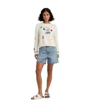 Chinti & Parker Snoopy Intarsia Cotton Sweater - Cream
