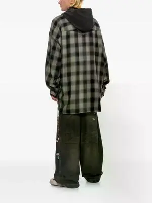 Mihara Yasuhiro Hooded Plaid Shirt - Black