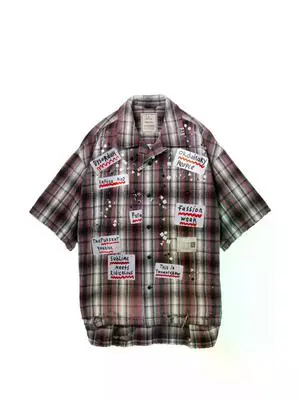 Mihara Yasuhiro Checked Appliquéd Shirt
