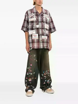 Mihara Yasuhiro Checked Appliquéd Shirt