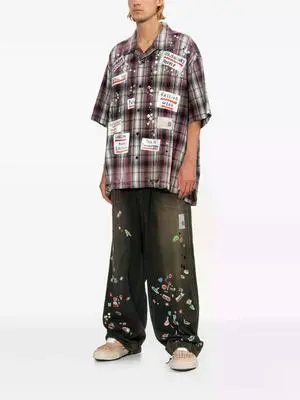 Mihara Yasuhiro Checked Appliquéd Shirt