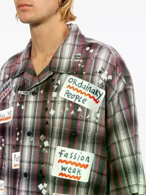 Mihara Yasuhiro Checked Appliquéd Shirt