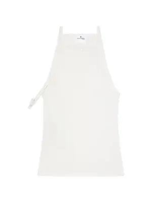 COURREGES Halterneck Ribbed Tank Top - White