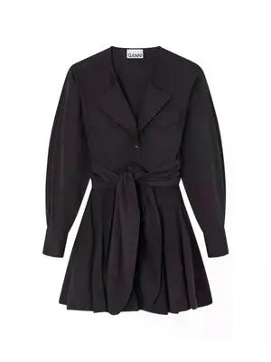 GANNI Belted Shirt Dress - Black