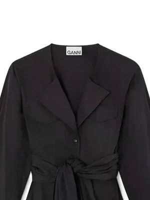 GANNI Belted Shirt Dress - Black
