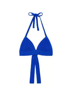 Eric Bompard Crochet Knit V-neck Bikini Top - Blue