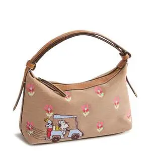 VERA BRADLEY Peanuts Roxbury Crescent Shoulder Bag - Brown